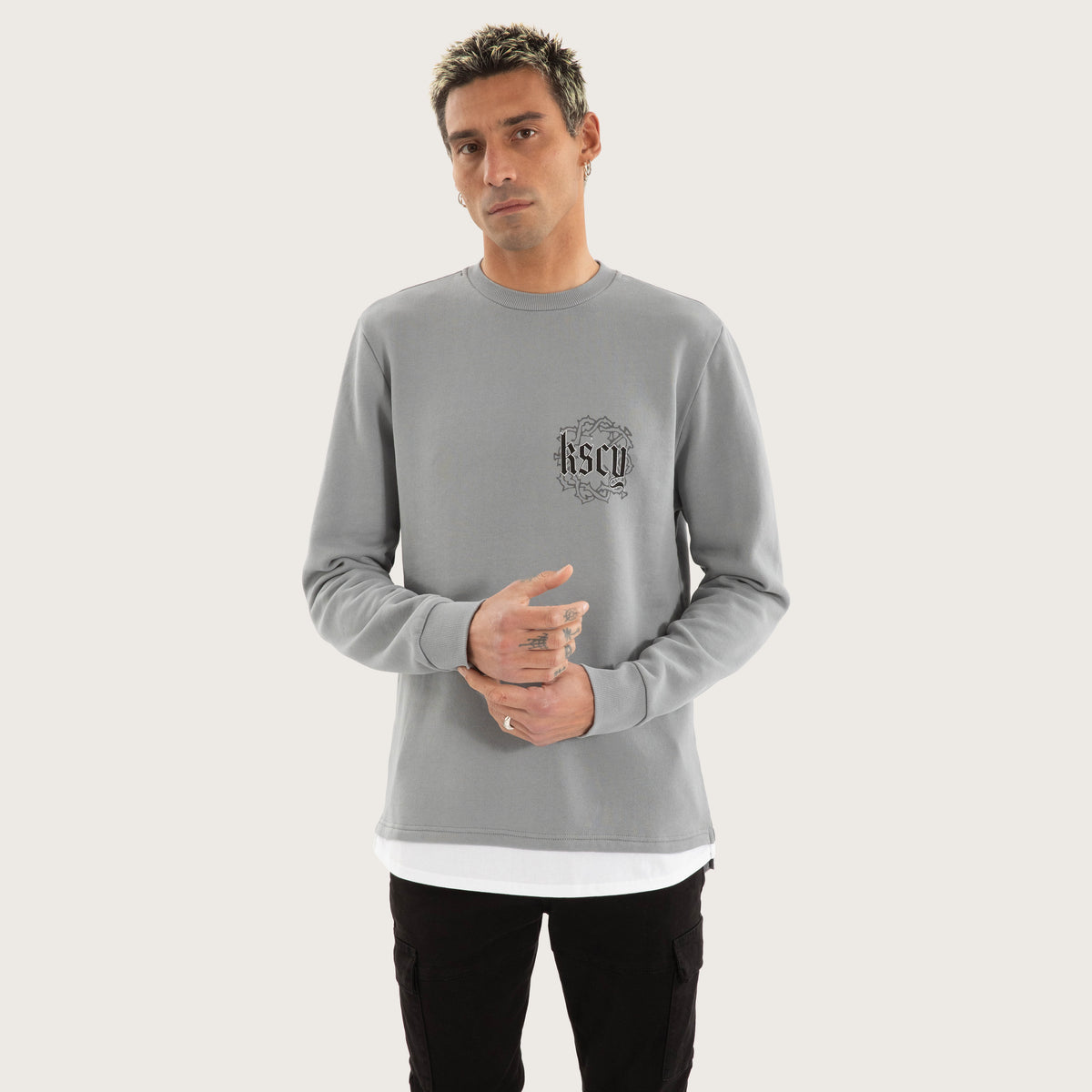 Weary Layered Sweater Pigment Ultimate Grey | KSCY