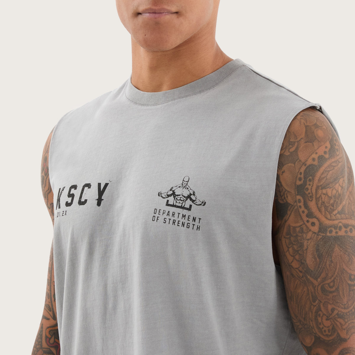 KSCY ACTIVEWEAR | Surge Split Hem Muscle in Pigment Grey | KSCY