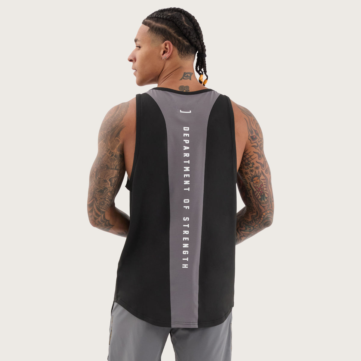 KSCY ACTIVEWEAR | Bolster Curved Hem Tank in Black/Grey | KSCY