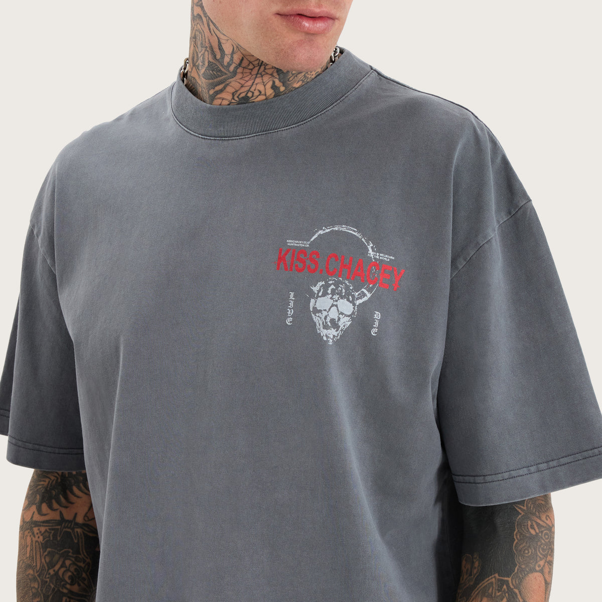 Rebel Street Tee in Pigment Charcoal Grey | Kiss Chacey