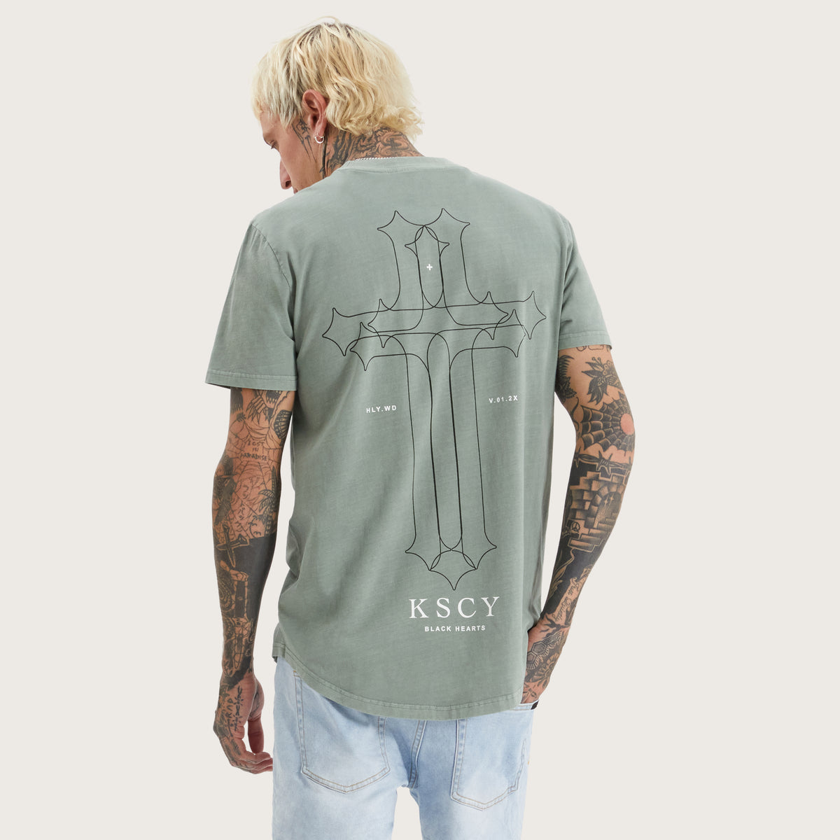 Focused Dual Curved Tee in Pigment Slate Grey | KSCY
