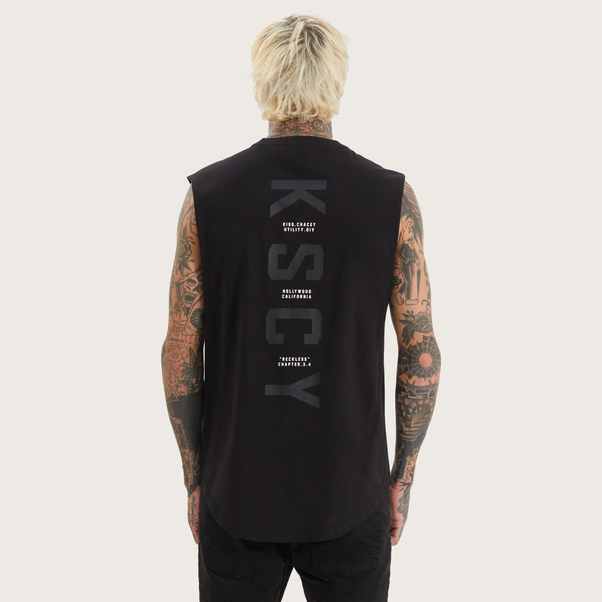 Penge Dual Curved Muscle Tank in Jet Back | KSCY