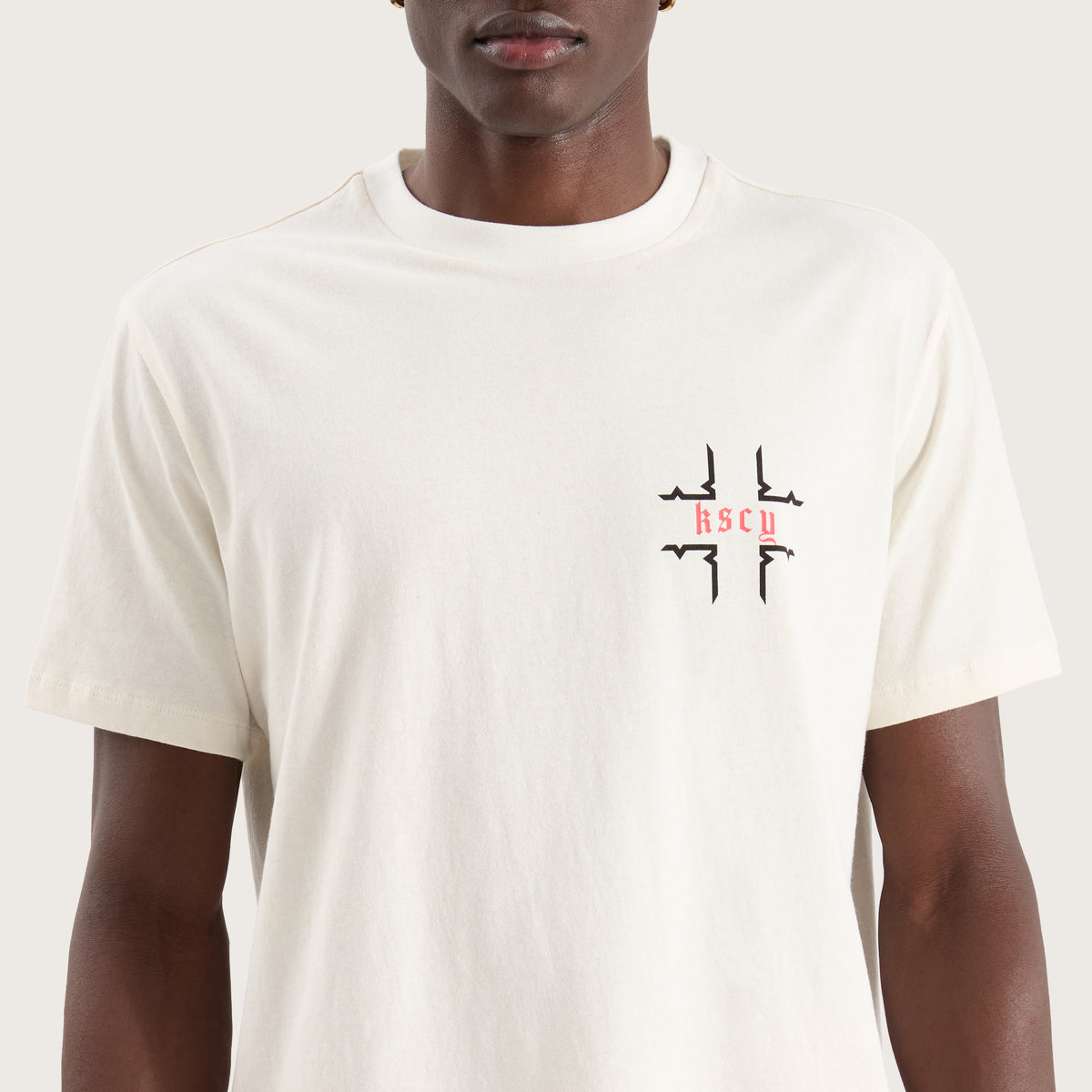 Thready Dual Curved Tee in Natural White | KSCY