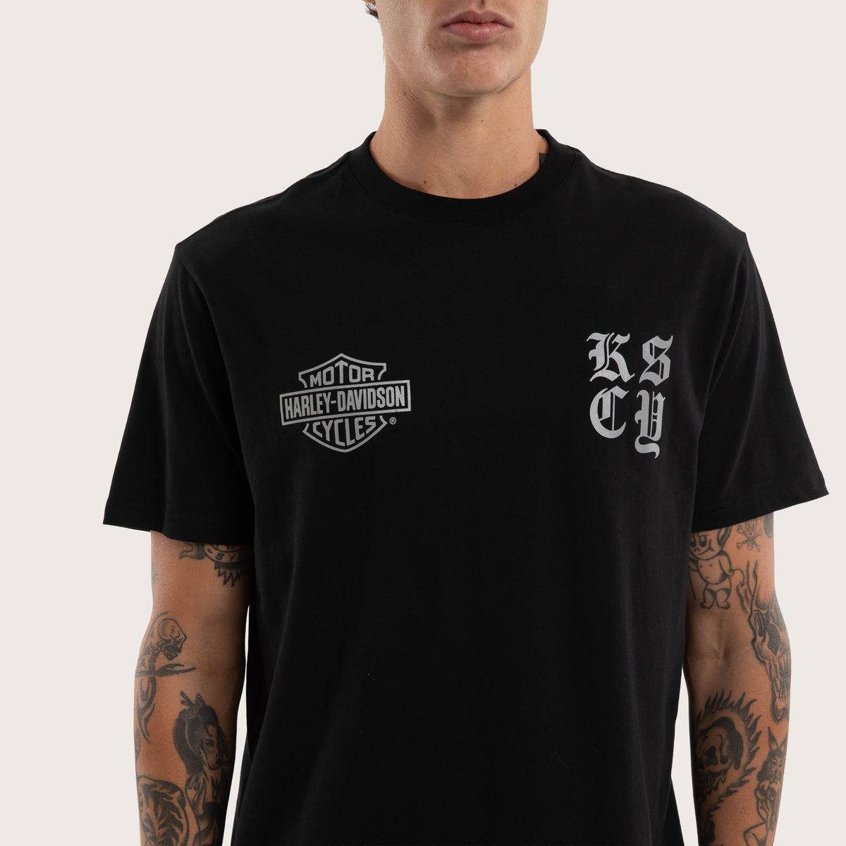 Harley-Davidson Rustline Dual Curved Tee Jet Black | KSCY