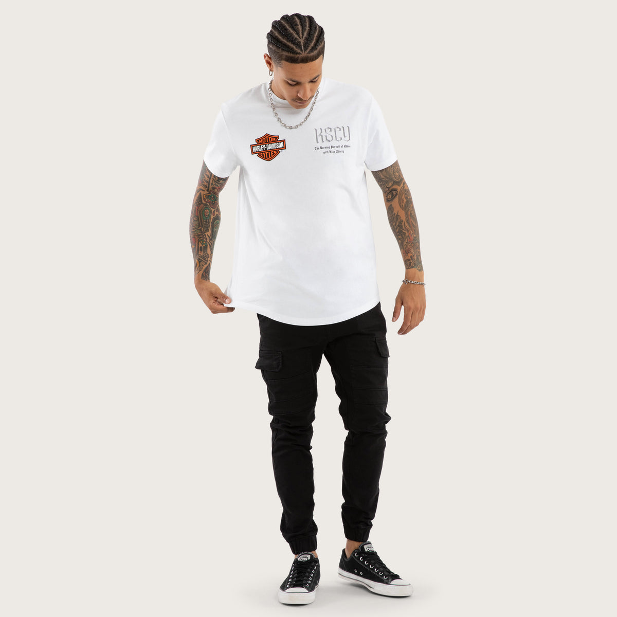 Harley-Davidson Suspension Dual Curved Tee Optical White | KSCY
