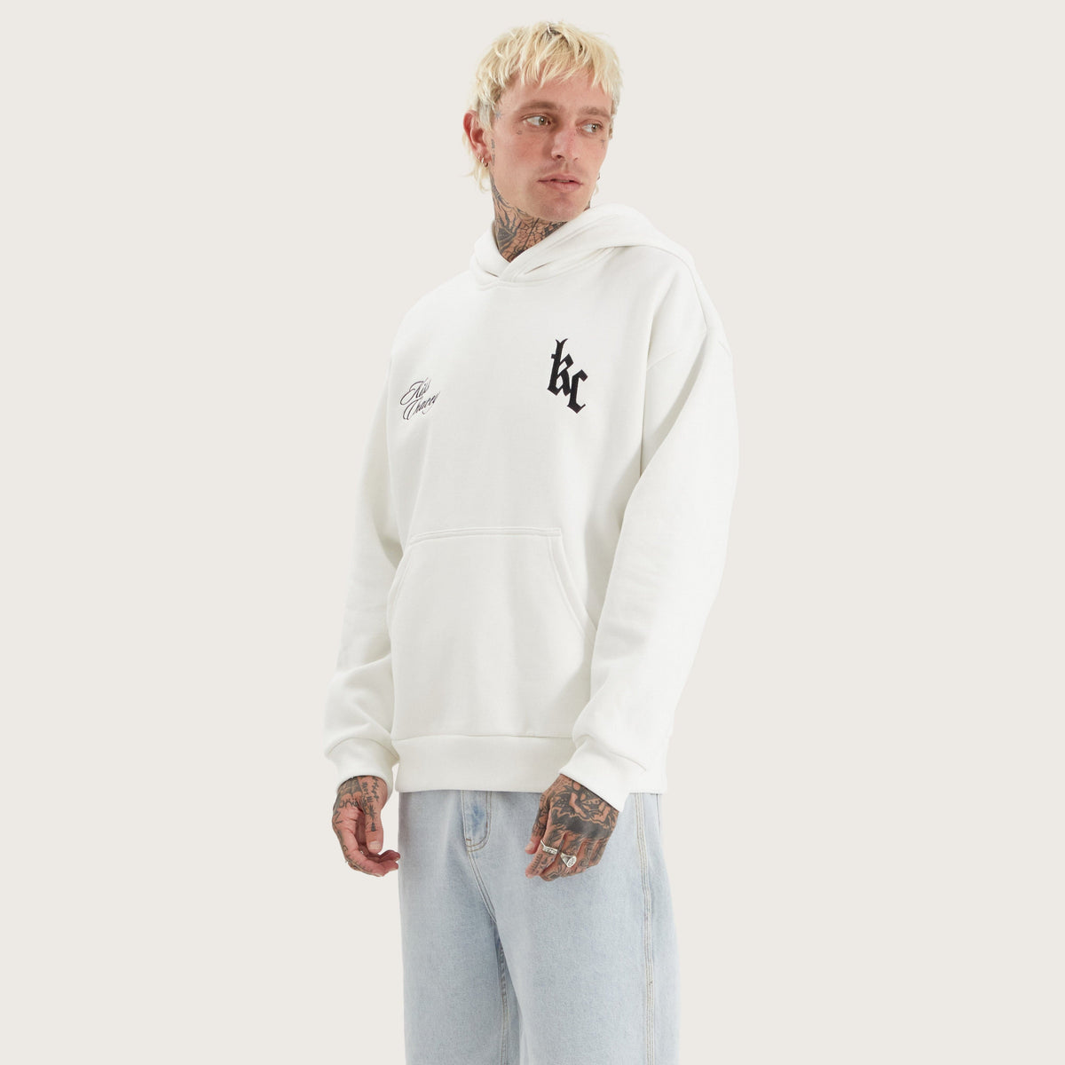 KSCY Chained Heavy Relaxed Hoodie in White - Kiss Chacey