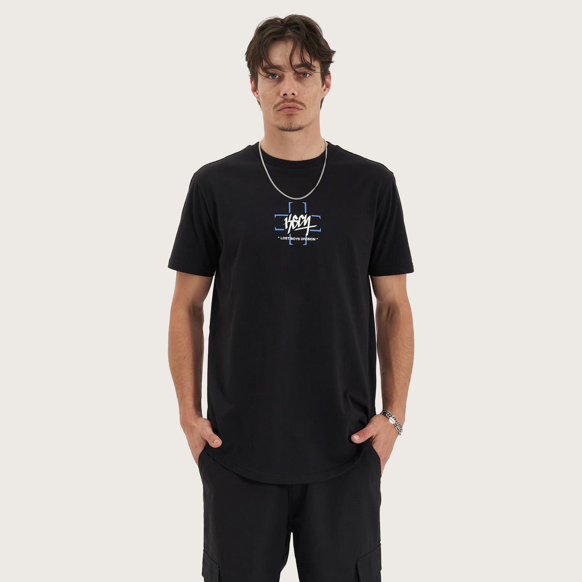 KSCY Erased Unit Dual Curved Tee in Jet Black - Kiss Chacey