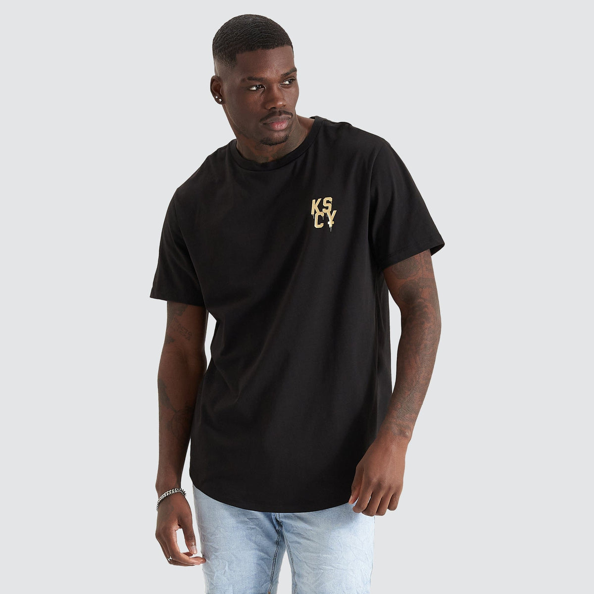 Eternity Dual Curved T-Shirt in Black | Kiss Chacey