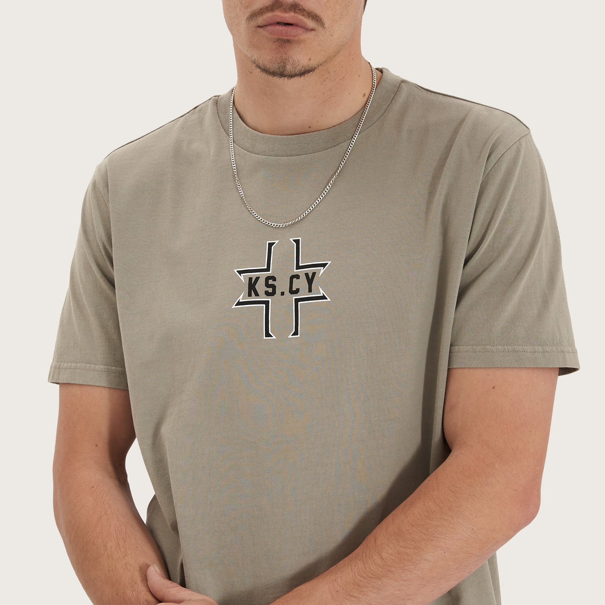 KSCY Flame Dual Curved Tee in Grey - Kiss Chacey