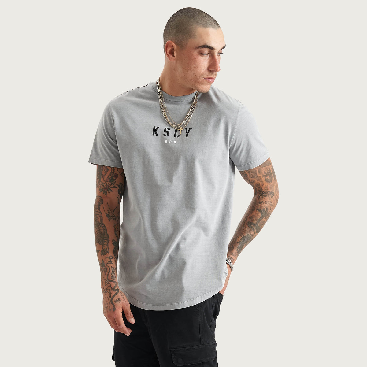 Kiss Chacey Lambert Curved Tee in Limestone