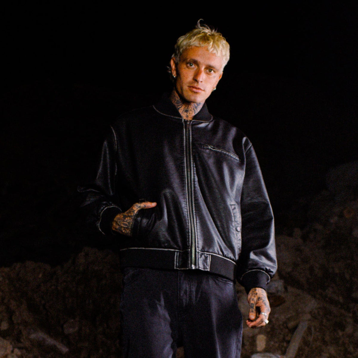 KSCY Solstice Bomber Jacket in Washed Black - Kiss Chacey