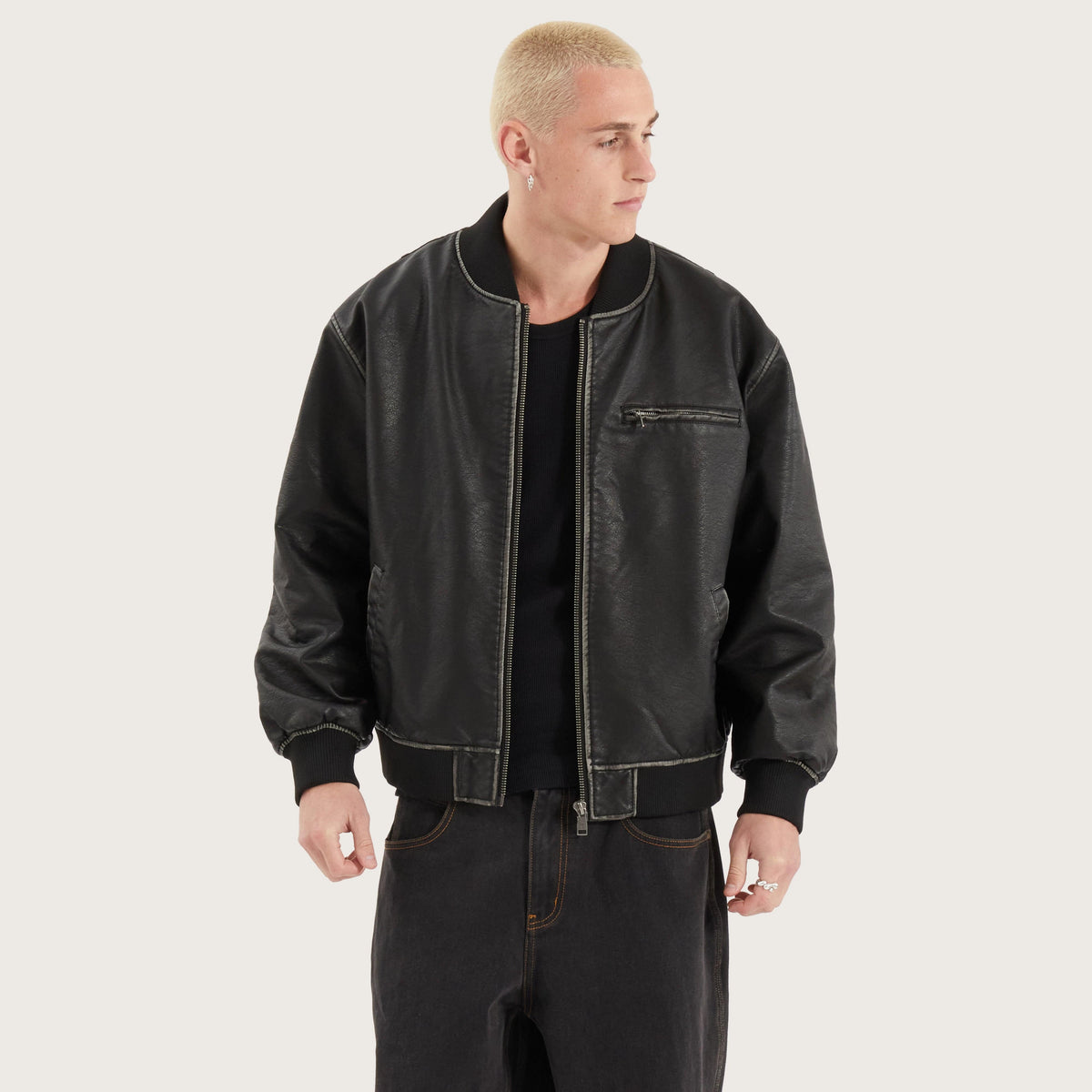 KSCY Solstice Bomber Jacket in Washed Black - Kiss Chacey